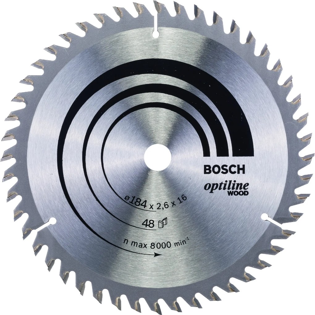 BOSCH Pilový kotouč Optiline Wood 184 x 16 x 2,6 mm, 36 2608640818 Dostupné varianty: Pilový kotouč Bosch Optiline Wood 184x16 mm/24z.