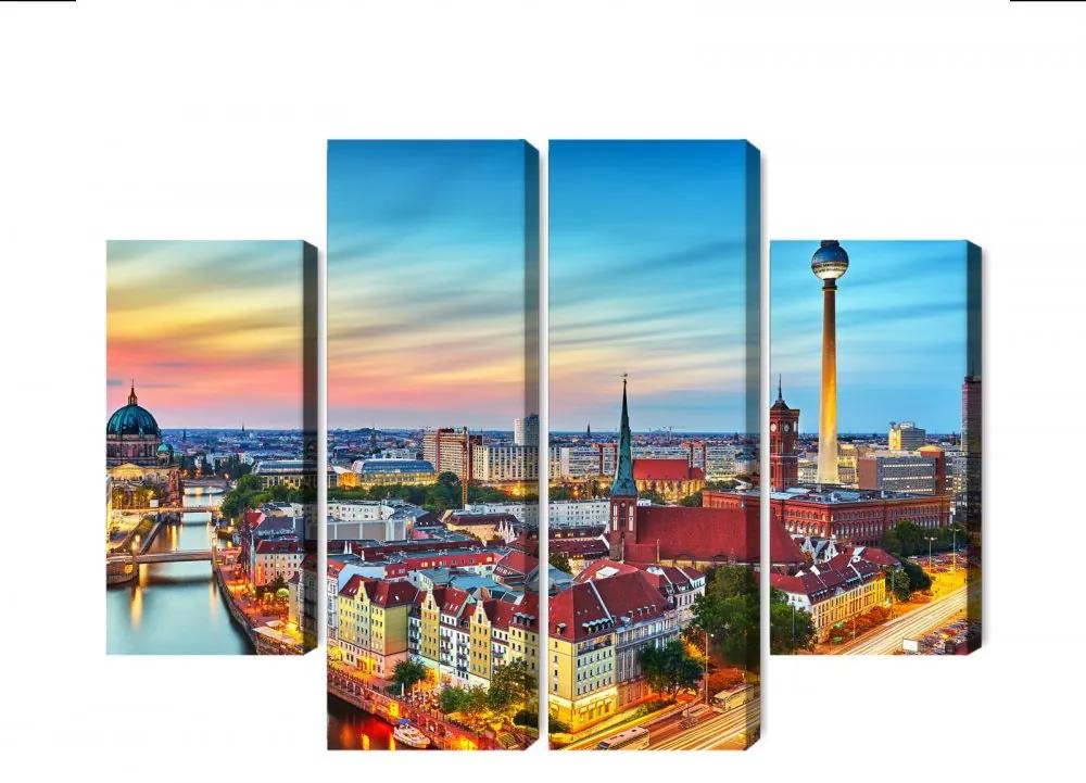 Vícedílný obraz Barevné Nebe A Panorama Berlína Nedostatek Nedostatek Přírodní plátno 200x150