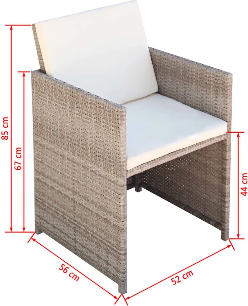 vidaXL Marketos 11dílný zahradní jídelní set s poduškami polyratan béžový