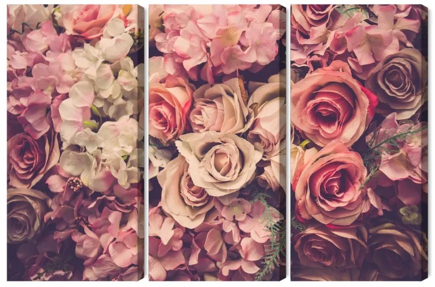 Vícedílný obraz Jemné Barevné 3D Květiny Nedostatek Nedostatek Přírodní plátno 180x120