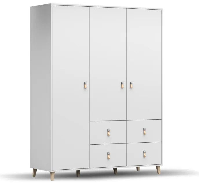 IDZ Šatní skříň FIGO 4S3D 19, 150 cm Bílá
