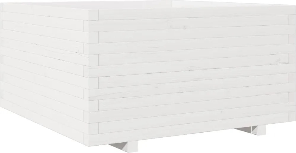 Zahradní truhlík bílý 90 x 90 x 49,5 cm masivní borové dřevo 3282535