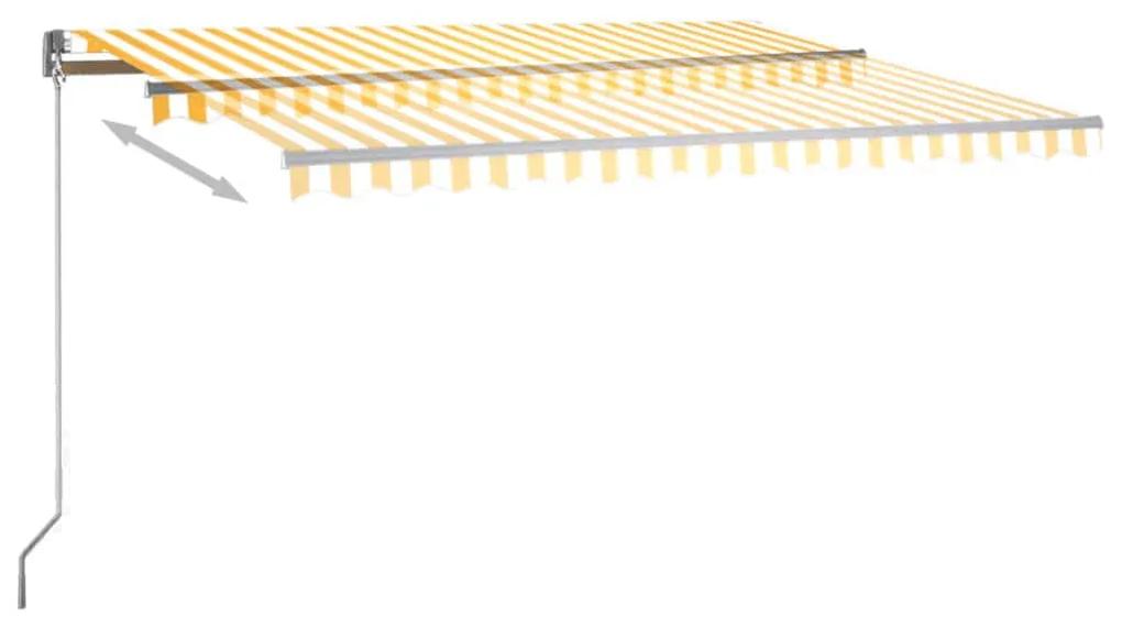 vidaXL Automatická markýza LED a senzor větru 450 x 350 cm žlutá/bílá