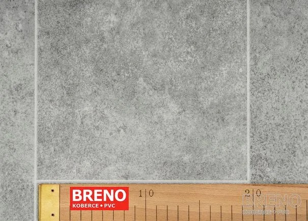 Breno PVC PLAZA Kent 968M - šedá dlažba, šíře 100 cm