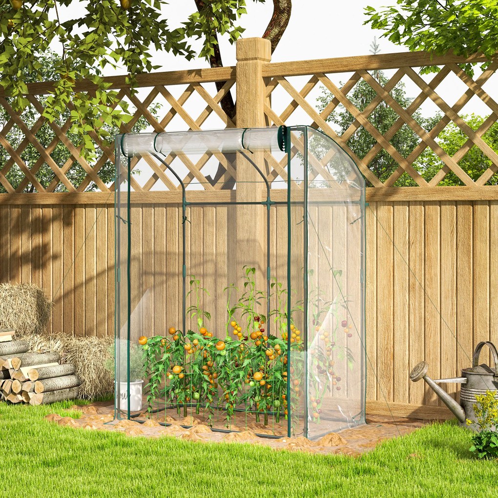 Skleník s dveřmi Zahnutá střecha Zimní skleník z ocelové fólie, skleník 128 x 70 x 170 cm Transparentní