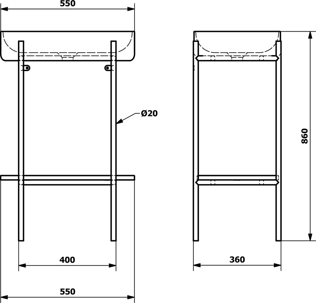 Sapho Sapho, PUNO podstavec s umyvadlem 550x860x360mm, zlatá mat, SKA570-5-01