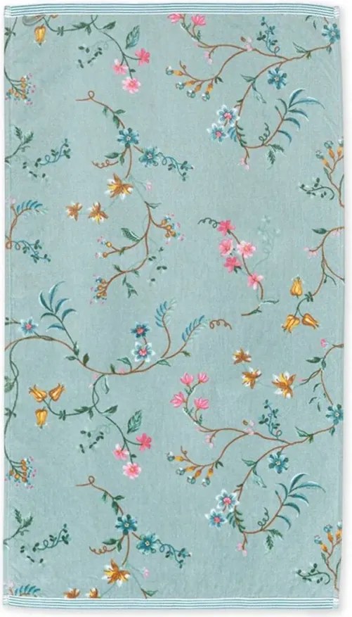 Pip Studio ručníky z bavlněného froté Les Fleurs, modré (Luxusní ručníky z bavlněného froté v designu Les Fleurs v modré barvě)