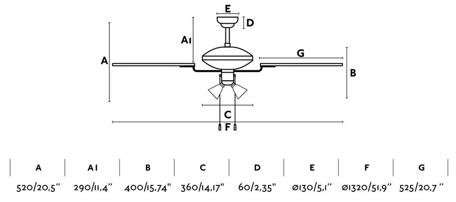 FARO CORSO 33274 52“ hnědá/dub/mahagon Reverzní stropní ventilátor