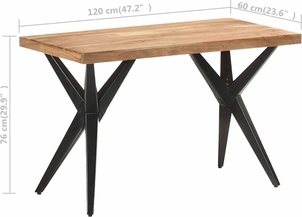Jídelní stůl 120 x 60 x 76 cm masivní akáciové dřevo 323559