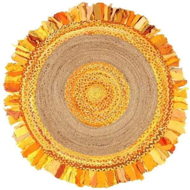 Kruhový koberec z juty a bavlny Eco Rugs Gold, Ø 120 cm
