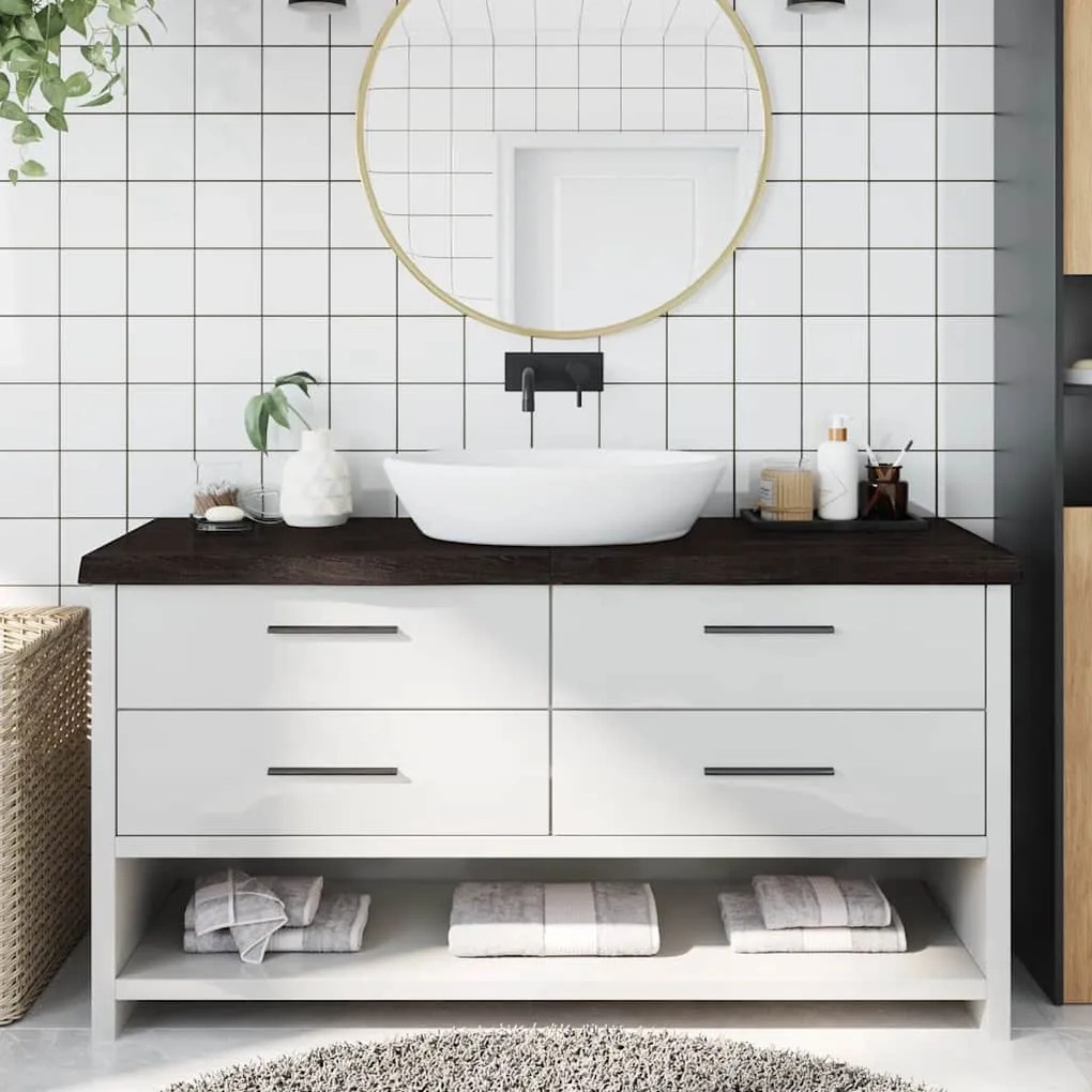 Koupelnová deska tmavě hnědá 160x60x(2-6) cm ošetřený masivní 3156256