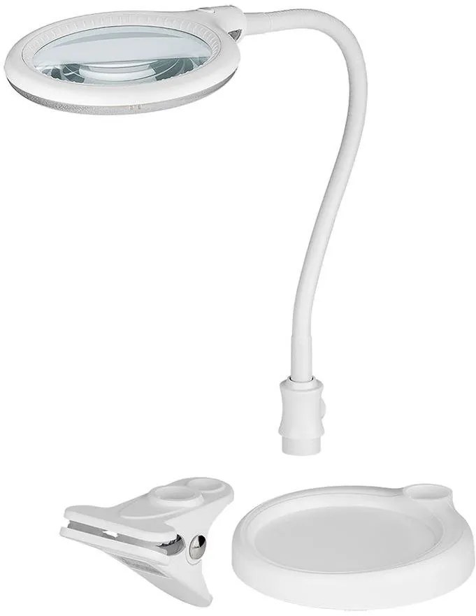 Goobay lampa s lupou, 100 mm, 3 dioprie, led osvětlení 6 w, klip a stojánek