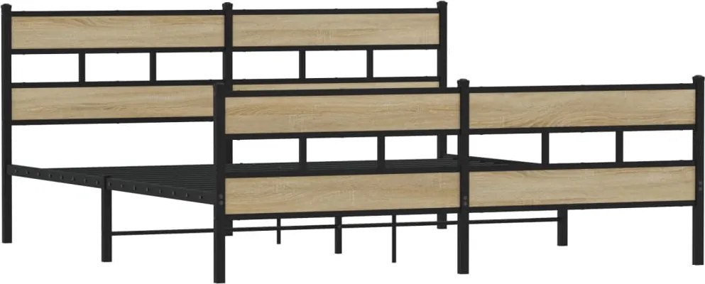 Kovový rám postele bez matrace dub sonoma 193 x 203 cm 3308474