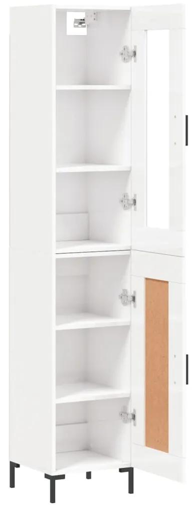 Skříň highboard bílá s vysokým leskem 34,5x34x180 cm kompozit,  3199491