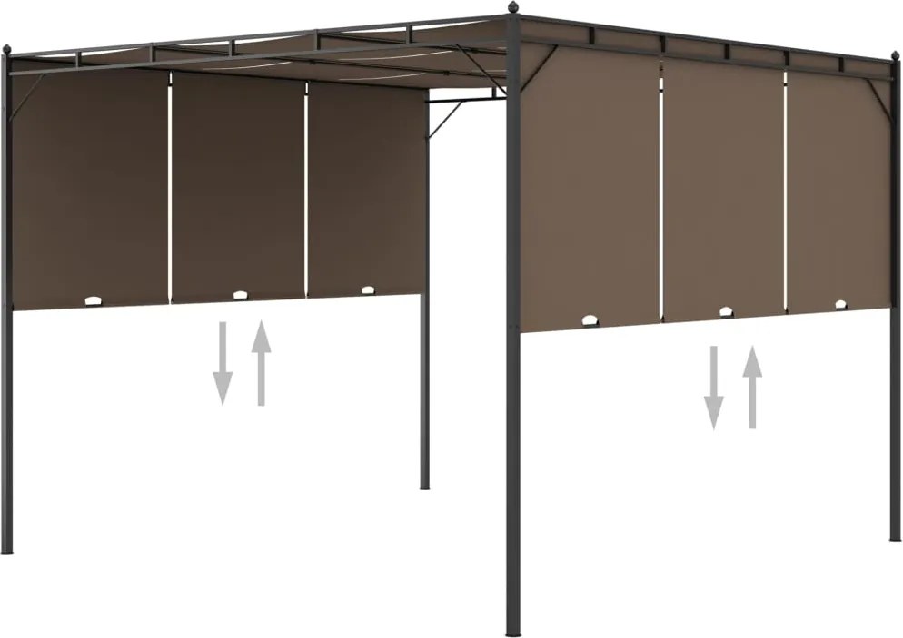 Zahradní altán s bočním závěsem 3 x 3 x 2,25 m taupe 312263