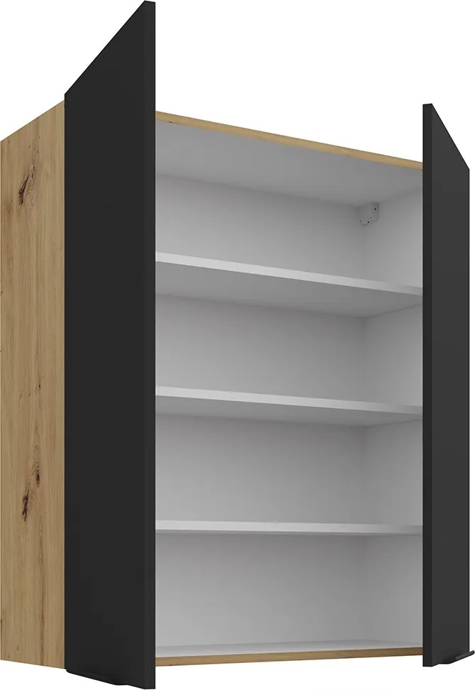 ARIA ac | horní skříňka 80 G-90 2F policová | 80 cm | VYSOKÁ | ANTI FINGERPRINT povrch | artisan/černá