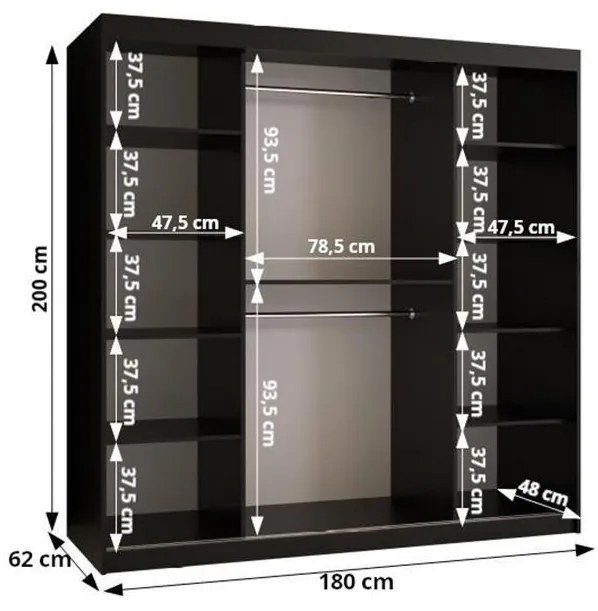 Šatní skříň Ramiro 2 | 180 cm | bílá