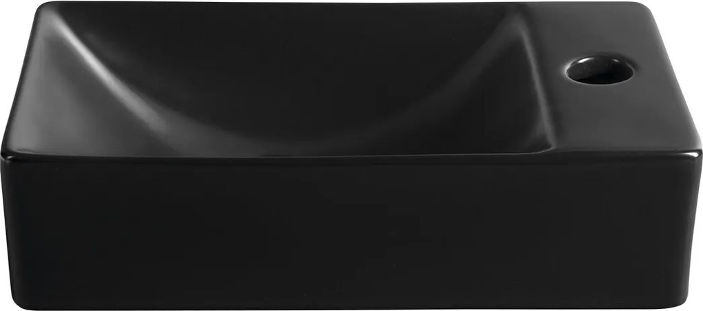 Sapho Sapho, MARGITHA keramické umyvadlo 38x22cm, otvor pro baterii vpravo, černá mat, MGT3822B