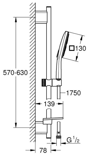 GROHE 26584000 - Sprchový set RAINSHOWER SMARTACTIVE 130 CUBE 600 mm chrom
