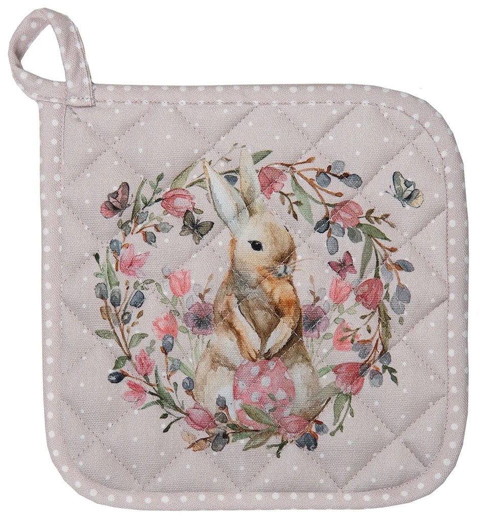 Bavlněná chňapka - podložka s králíčkem Happy Bunny - 20*20 cm