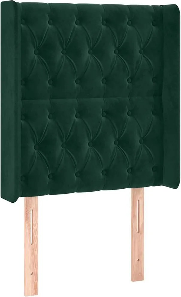 Box spring postel s matrací a LED tmavě zelená 80x200 cm samet 3139712