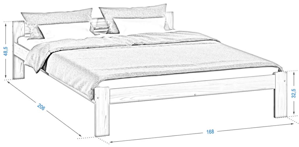 Postel z masivu VitBed 160x200 Isao ořech s roštem + Matrace Heka 160x200