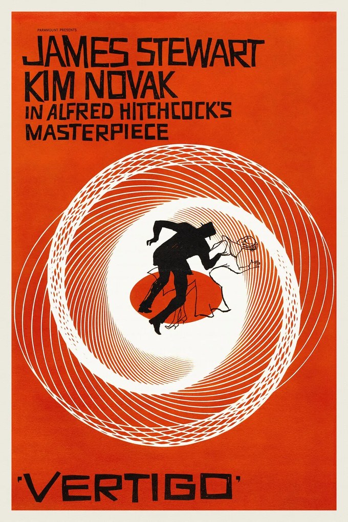 Obrazová reprodukce Vertigo, Alfred Hitchcock (Vintage Cinema / Retro Movie Theatre Poster / Iconic Film Advert), (26.7 x 40 cm)