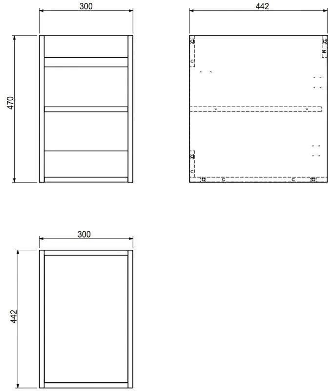 Mexen Box-A, závěsná skříňka 30 cm, bílá matná, 91AX1-0300-470-1-01