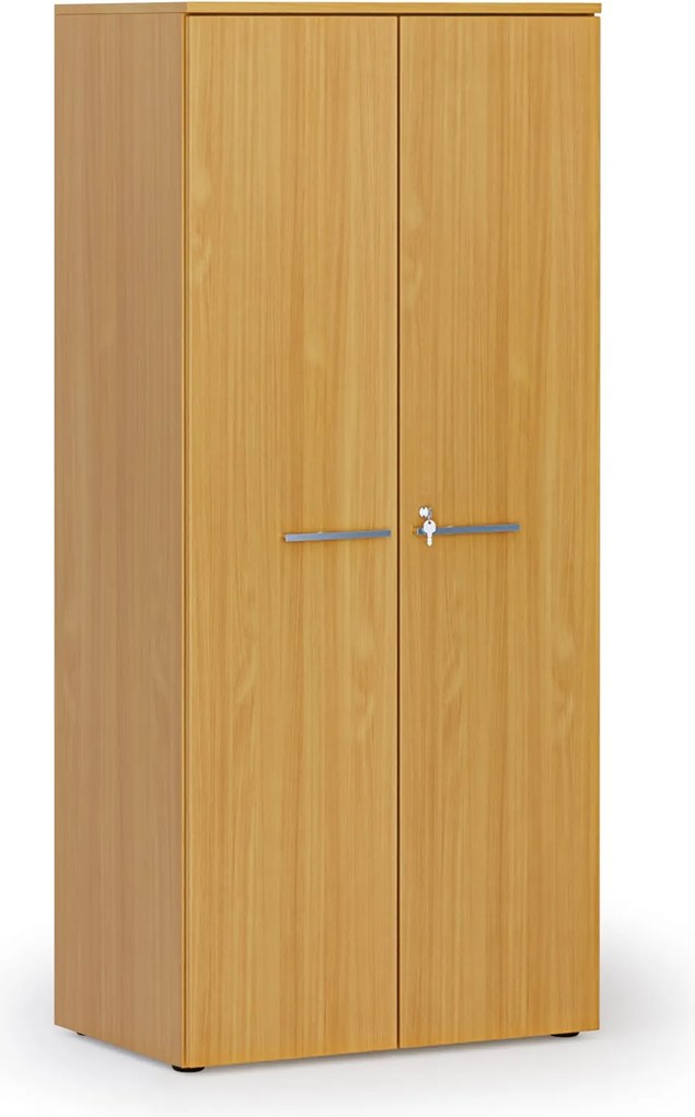 Kancelářská policová skříň PRIMO WOOD s dveřmi, 800 x 500 x 1781 mm, buk