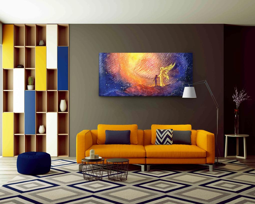 Malvis ® Abstraktní obraz andělská pomoc Velikost (šířka x výška): třídílný obdélník - 150x100 cm