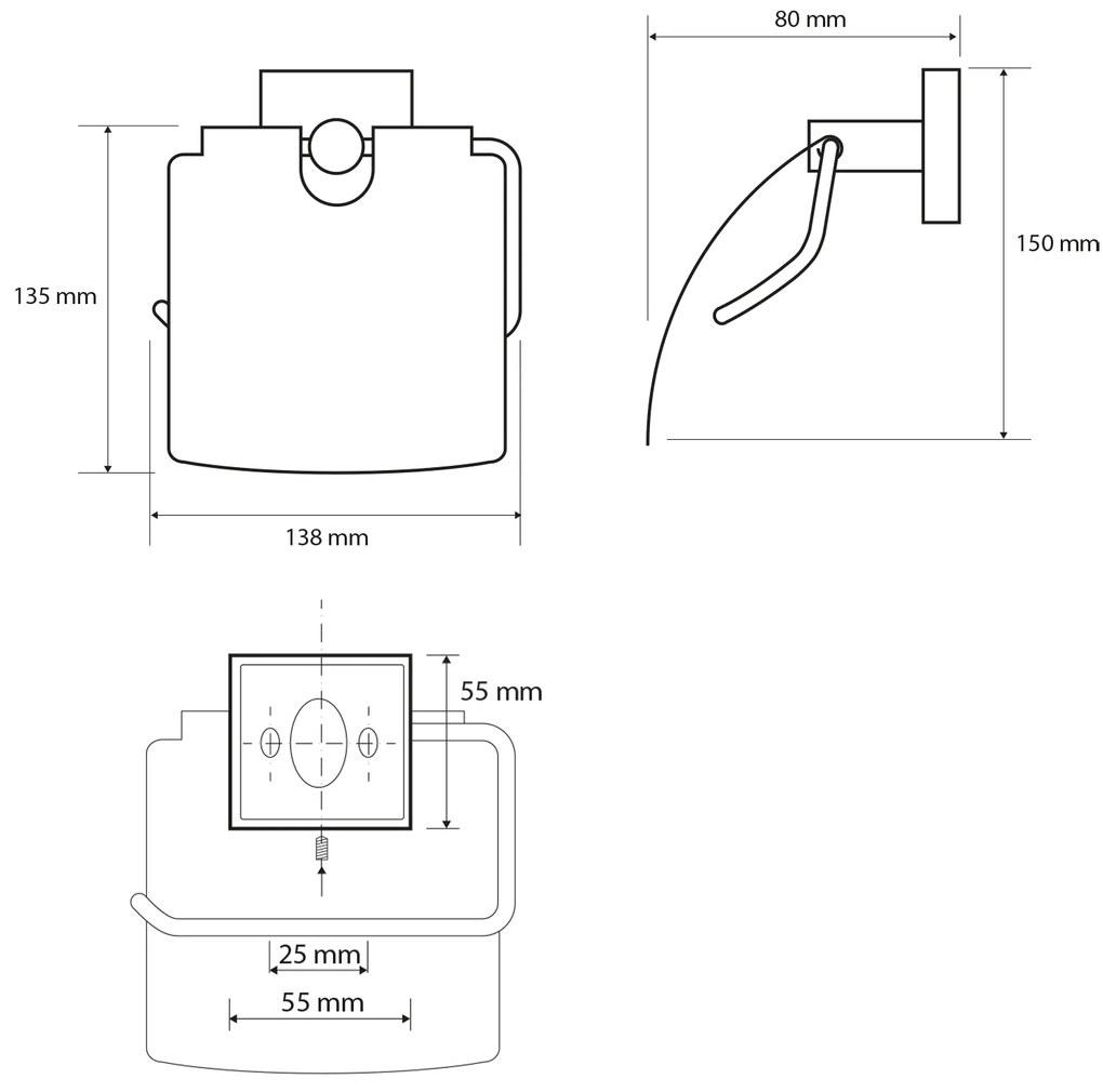 Sapho, X-SQUARE držák toaletního papíru s krytem, chrom, XQ700