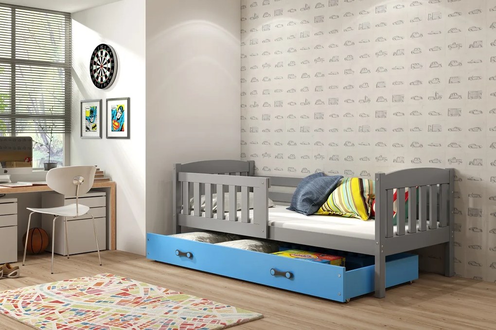 BMS Group Dětská postel s úložným prostorem KUBUS grafit Velikost postele: 200x90 cm, Barva šuplíku: Růžová