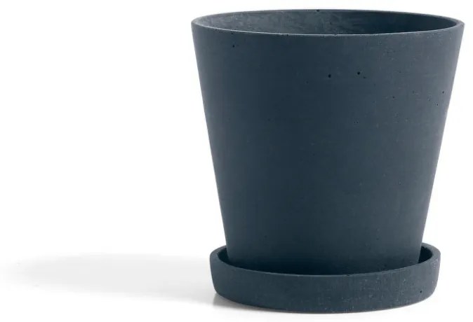 HAY Květináč s miskou Flowerpot M, dark blue