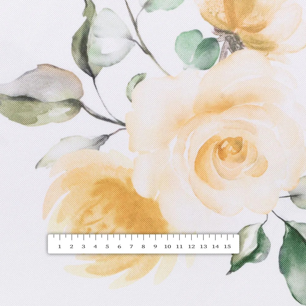Biante Teflonový čtvercový ubrus TF-043 Žluté růže na bílém 110x110 cm