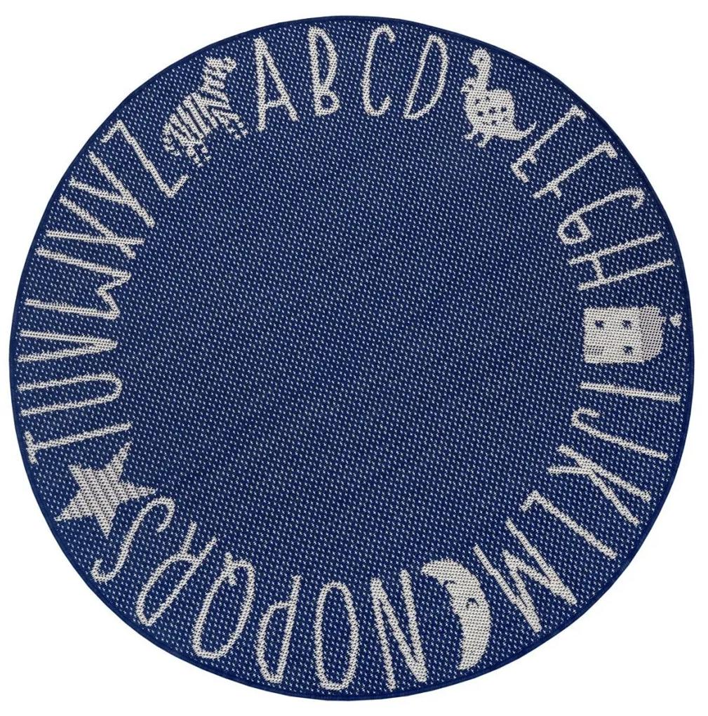 Hanse Home Collection koberce Dětský kusový koberec Flatweave 104886 Blue/Cream kruh 160x160 (průměr) kruh