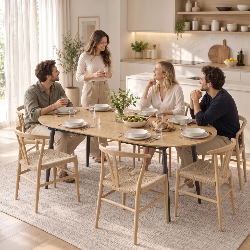 HOMCOM jídelní stůl Roztažný jídelní stůl o rozměrech 120–160 x 80 cm pro 4–6 osob s venkovským stylem kuchyně, jídelny a dubu