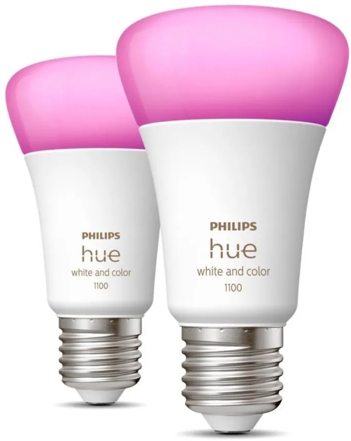 Led žárovka philips hue white and color ambiance 9w 1100 e27 2ks