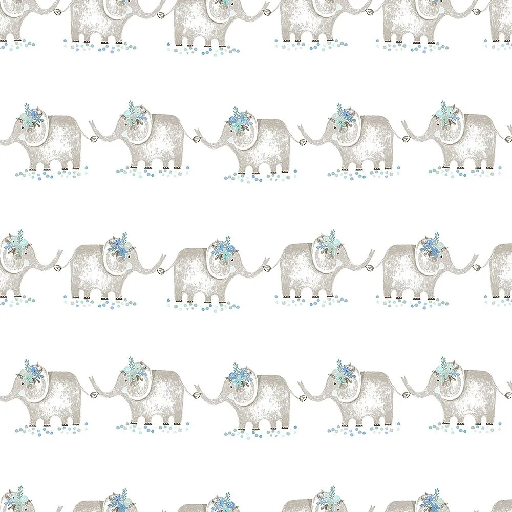 Papírová dětská tapeta na zeď se sloníky 3351-2, Oh lala, ICH Wallcoverings