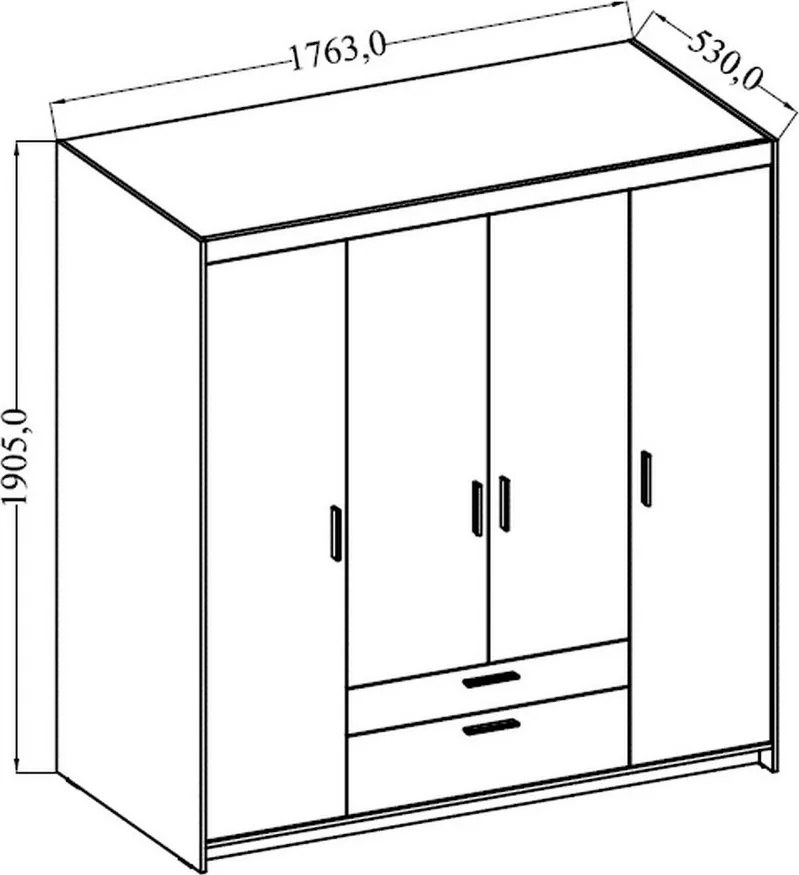 Casarredo - Komfort nábytek Šatní skříň ELINA 4D dub sonoma