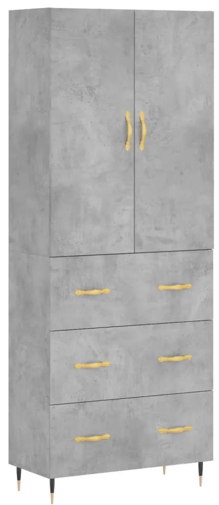 Skříň highboard betonově šedá 69,5x34x180 cm kompozitní dřevo,  3195831