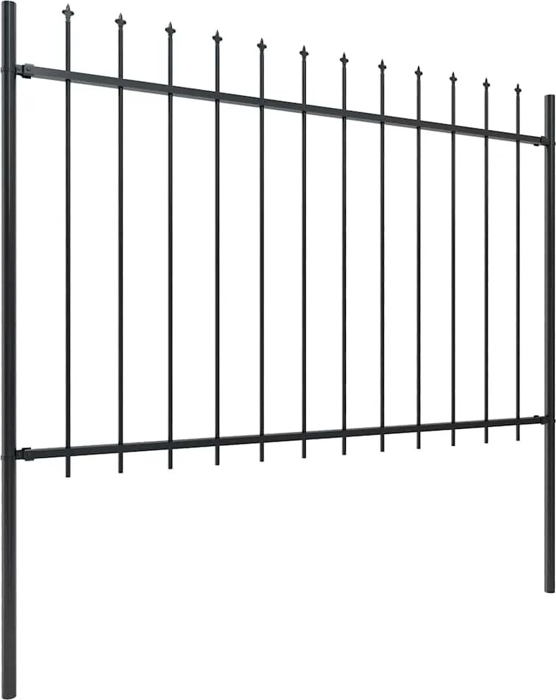 vidaXL Zahradní plot s kopím nahoře ocelový 1339 x 120 cm [277627] Barva: Černá