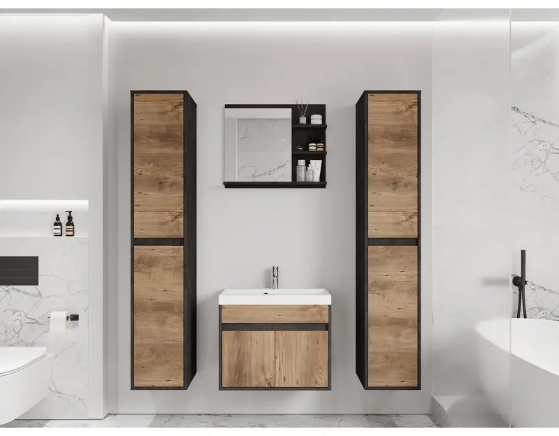 Koupelnový nábytek Garmuzo XL, Barva: matera / matera + breslau z kaštanů, Sifon k umyvadlu: ne, Baterie: ne