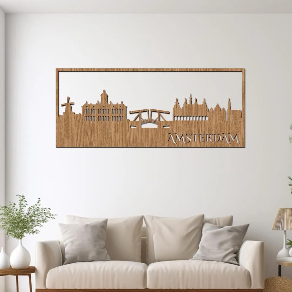 dřevo života Dřevěná dekorace na zeď AMSTERDAM Zvolte rozměr (cm): 80x32, Zvolte barvu dekoru: Ořech