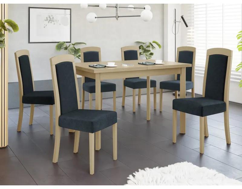 Rozkládací stůl se 6 židlemi - AL26, Barva dřeva: sonoma-L, Potah: Hygge D91