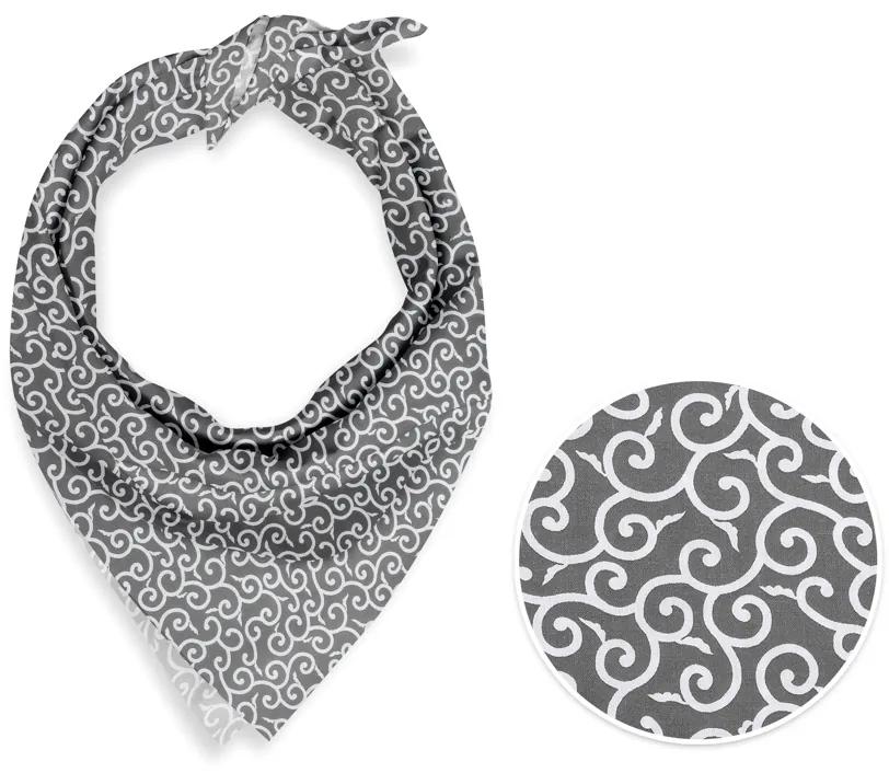 Biante Bavlněný šátek Sandra SA-258 Ornamenty na tmavě šedém 80 x 80 cm