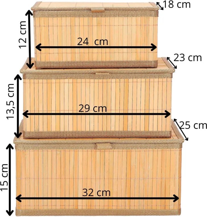 Bambusový úložný box SPRINGOS BAMBOO sada 3 ks
