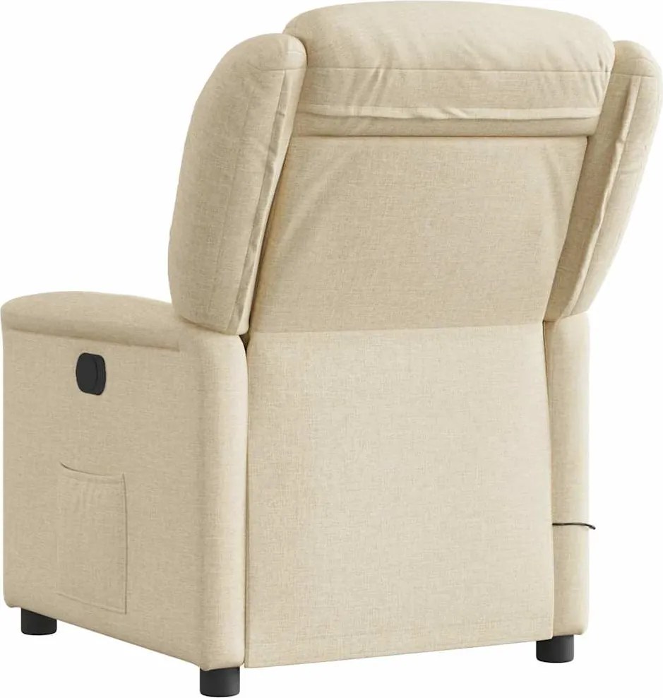 Elektrické masážní polohovací křeslo krémové textil 3303192