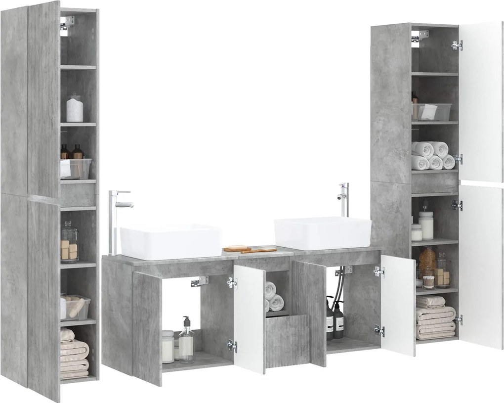 Sada koupelnového nábytku 5 ks Betonově šedá 33 x 34,5 x 160 cm 3406036