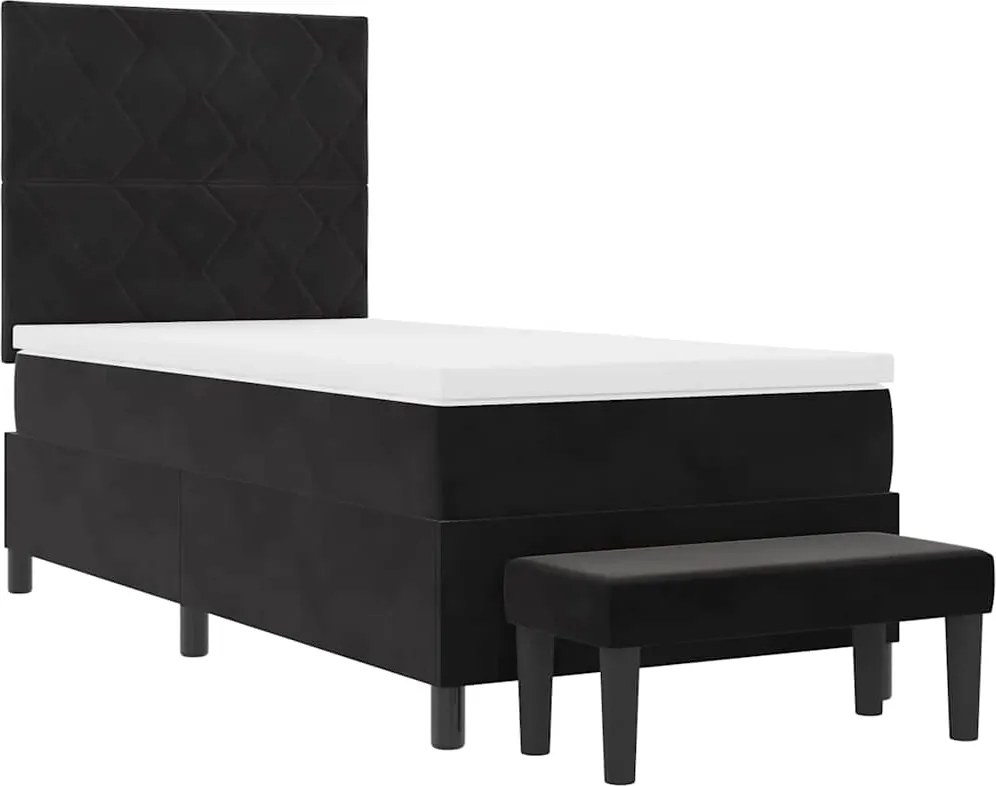 Postel s boxspringem s čelo Černá 200 x 90 cm samet 3344554
