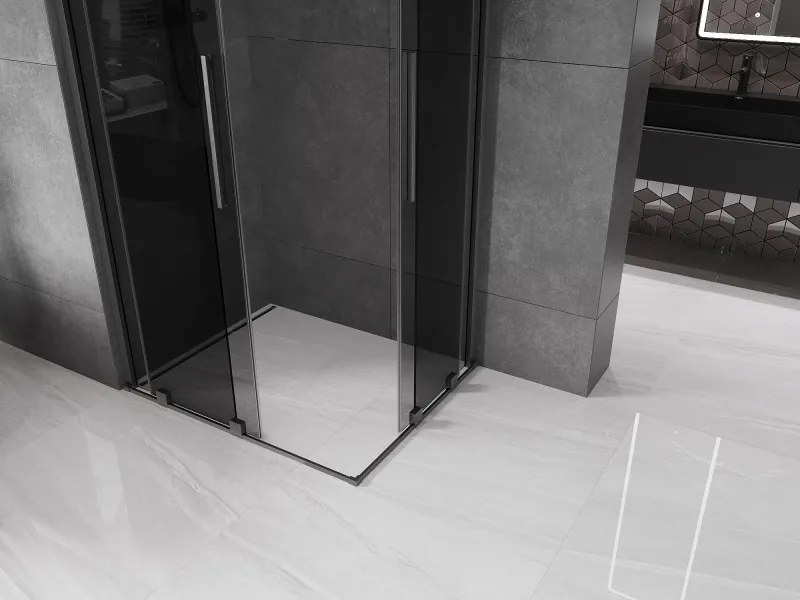 Mexen Velar Duo, sprchový kout s posuvnými dveřmi 90 x 80 cm, 8mm šedé sklo, grafit broušený, 871-090-080-42-66